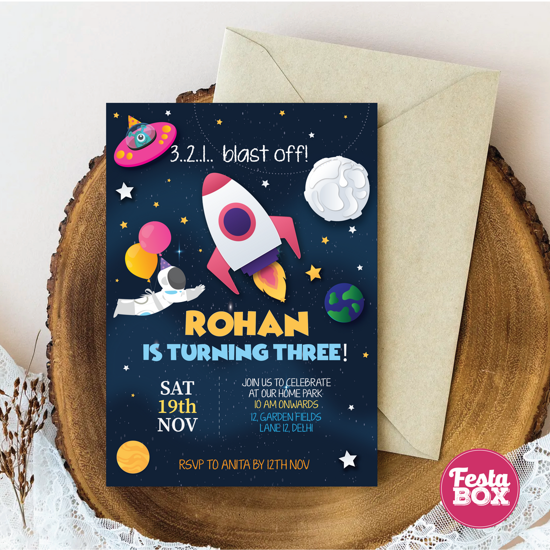 Birthday Party Invitation - Space Theme - Option 1 – Festabox